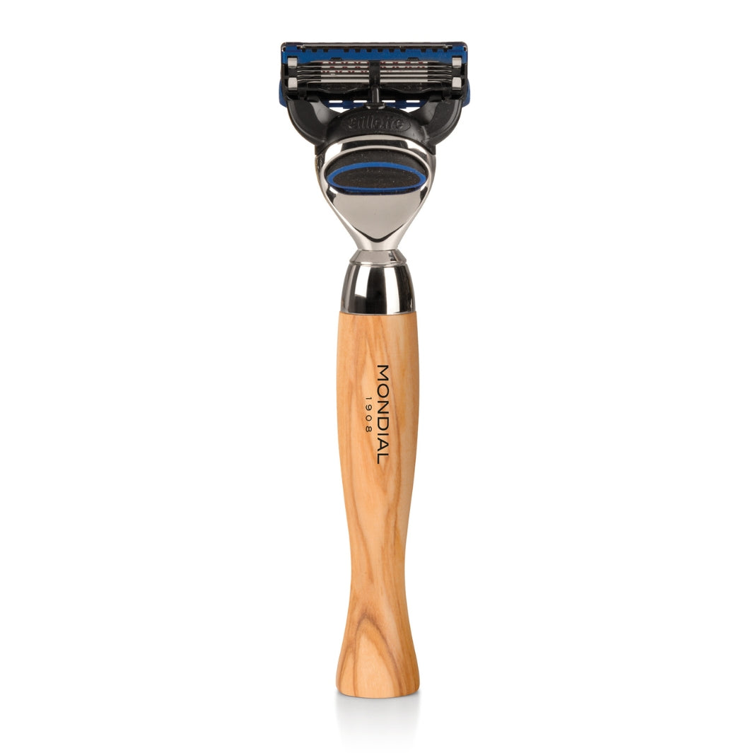 Heritage Cartridge Razor Handle in Olive Wood – Mondial 1908 Shaving US